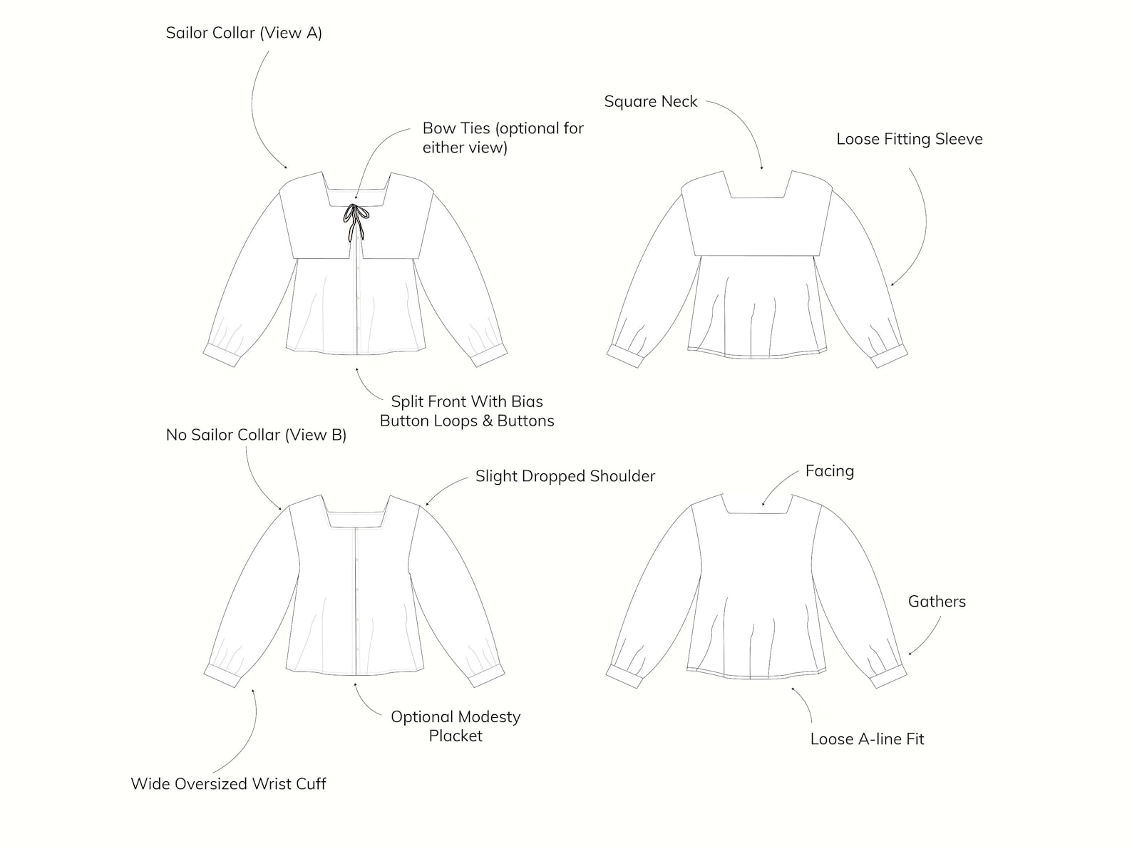 PDF Sewing Pattern - Oversized Sailor Collar - Pilgrim Collar ...