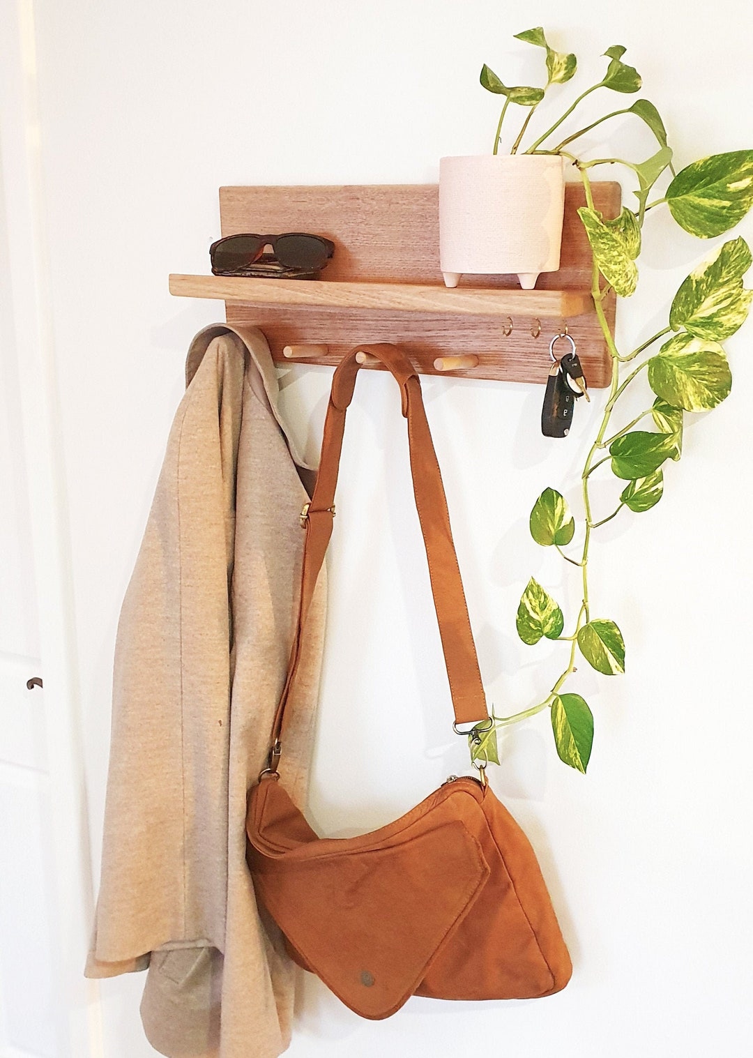 JACK HOOKS Entryway Organiser, Shelf, Wooden Shelf, Book Shelf, Coat ...