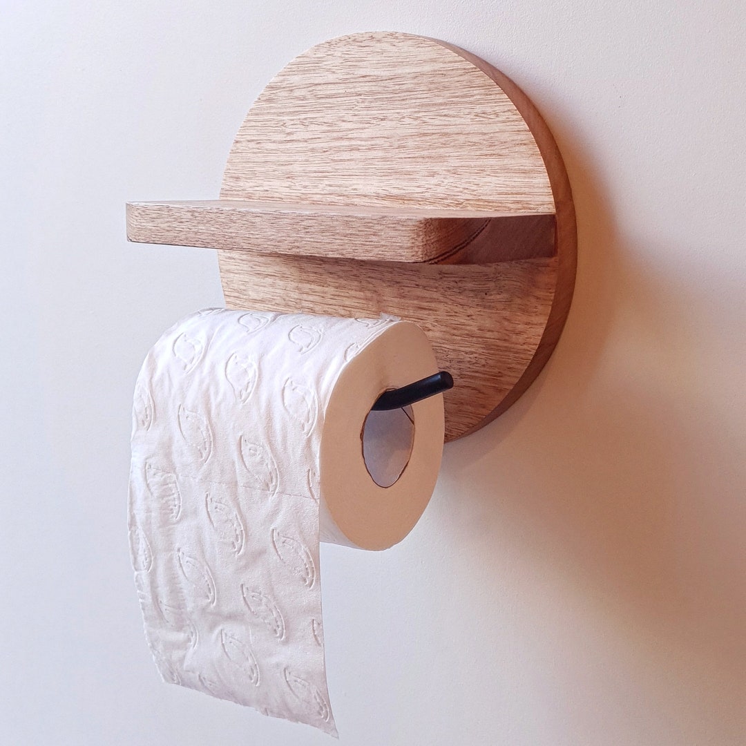 ADAM - Wooden Toilet Roll Holder With Shelf, Toilet Paper Holder, Dunny ...