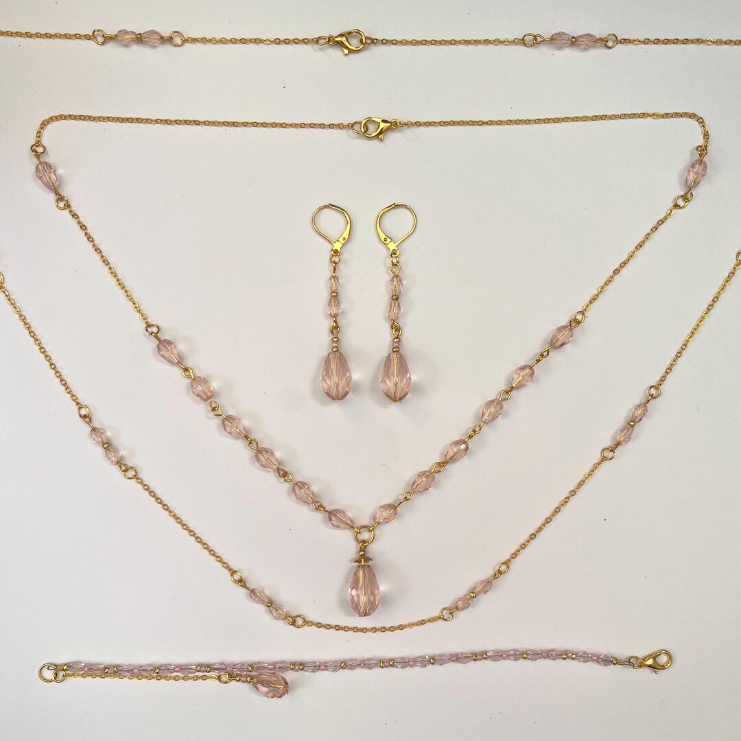 Pink Teardrop Set - Etsy