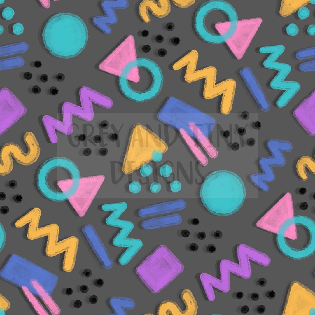 Watercolour Retro, Retro Pattern Shapes, 80s / 90s Pattern , Seamless ...