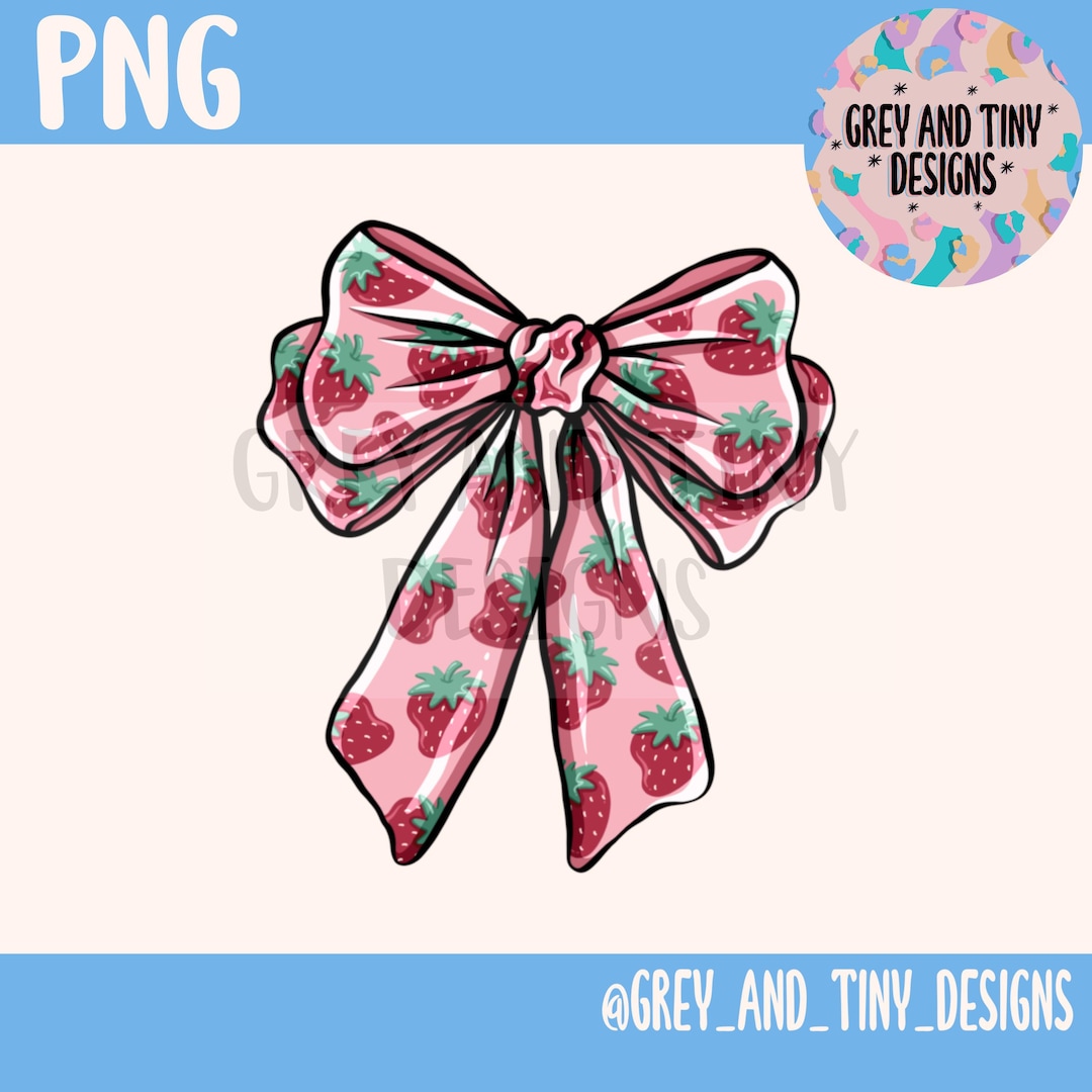 COQUETTE BOWS PNG, Strawberry Spring Bow Cute Girly, 300dpi, Stickers ...