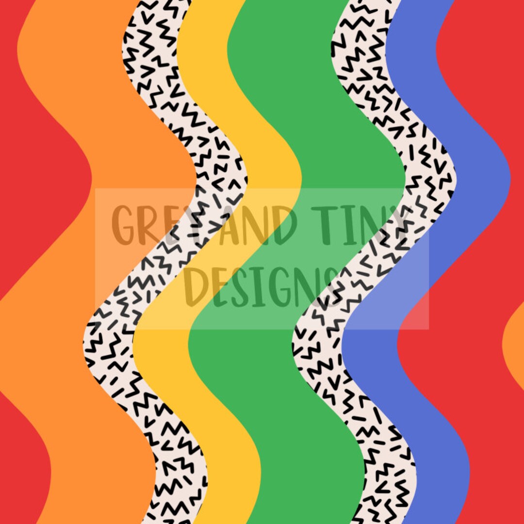 80s Waves, Wavey Retro, 90s Pattern , Seamless Design, Digital Download ...