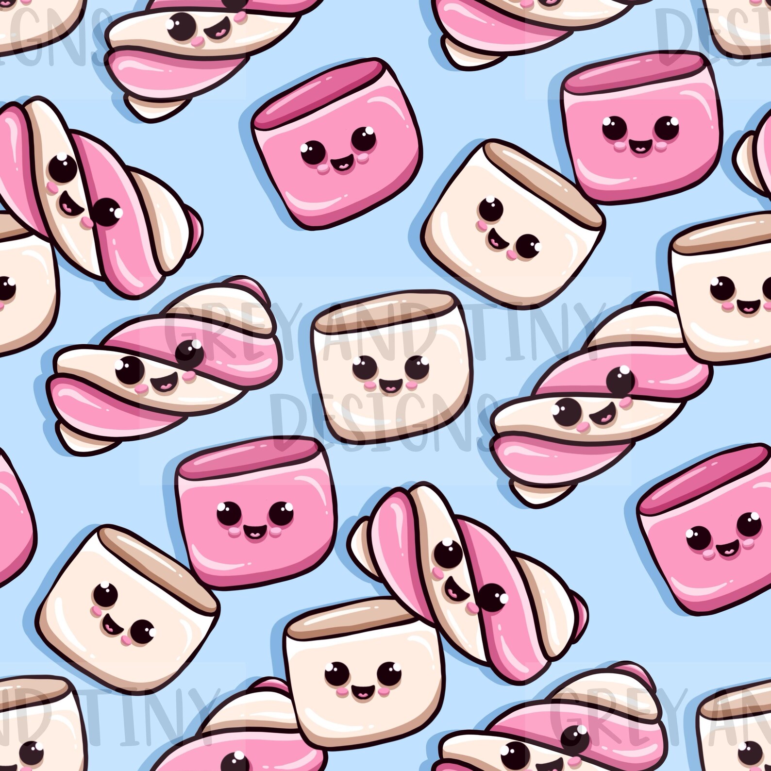 KAWAII MARSHMALLOWS, Pink and White , Pyjama Design, Cute Food, Cute ...