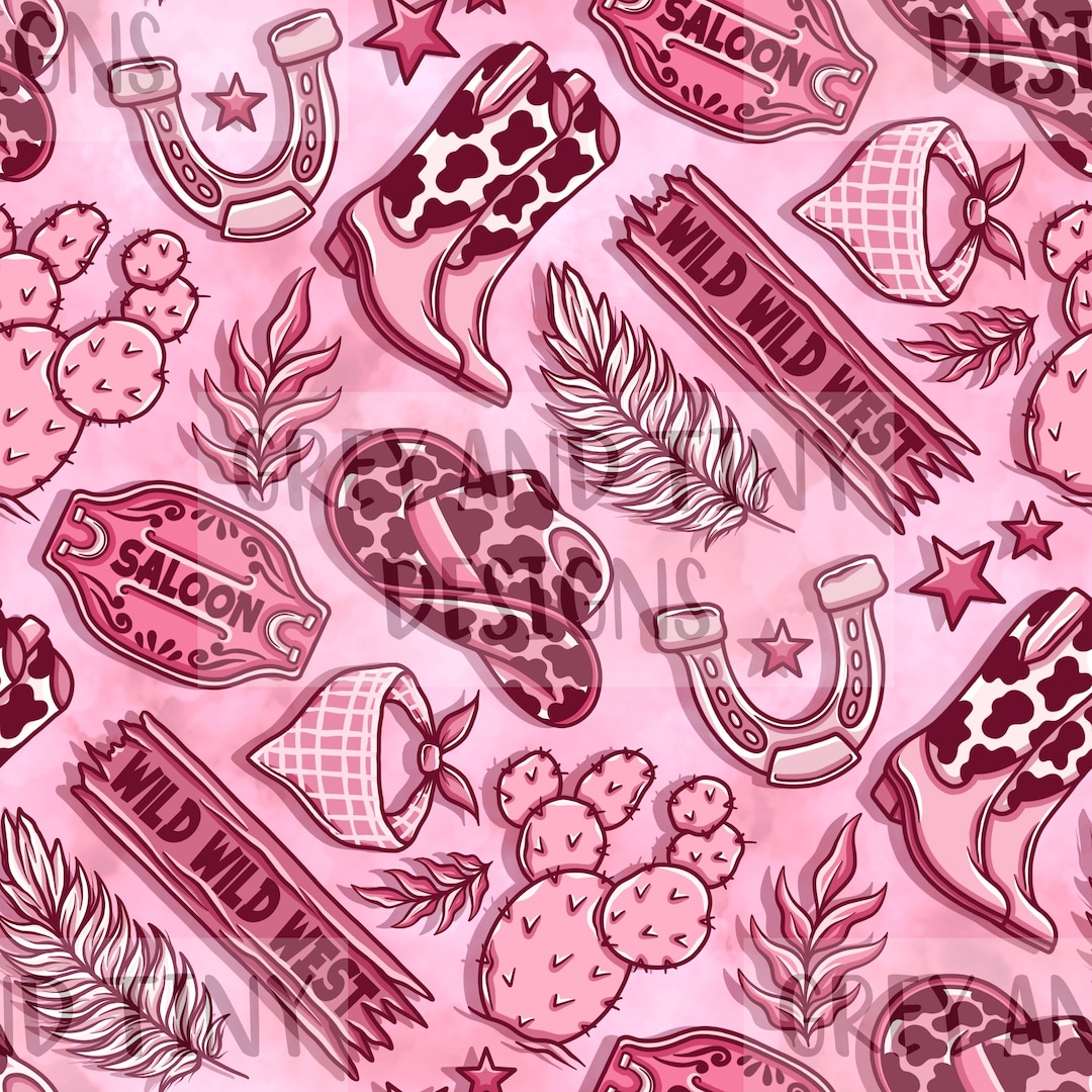 PINK WESTERN, WILD West, Cowboy, Cowboy Boots, Cowboy Hats Seamless ...