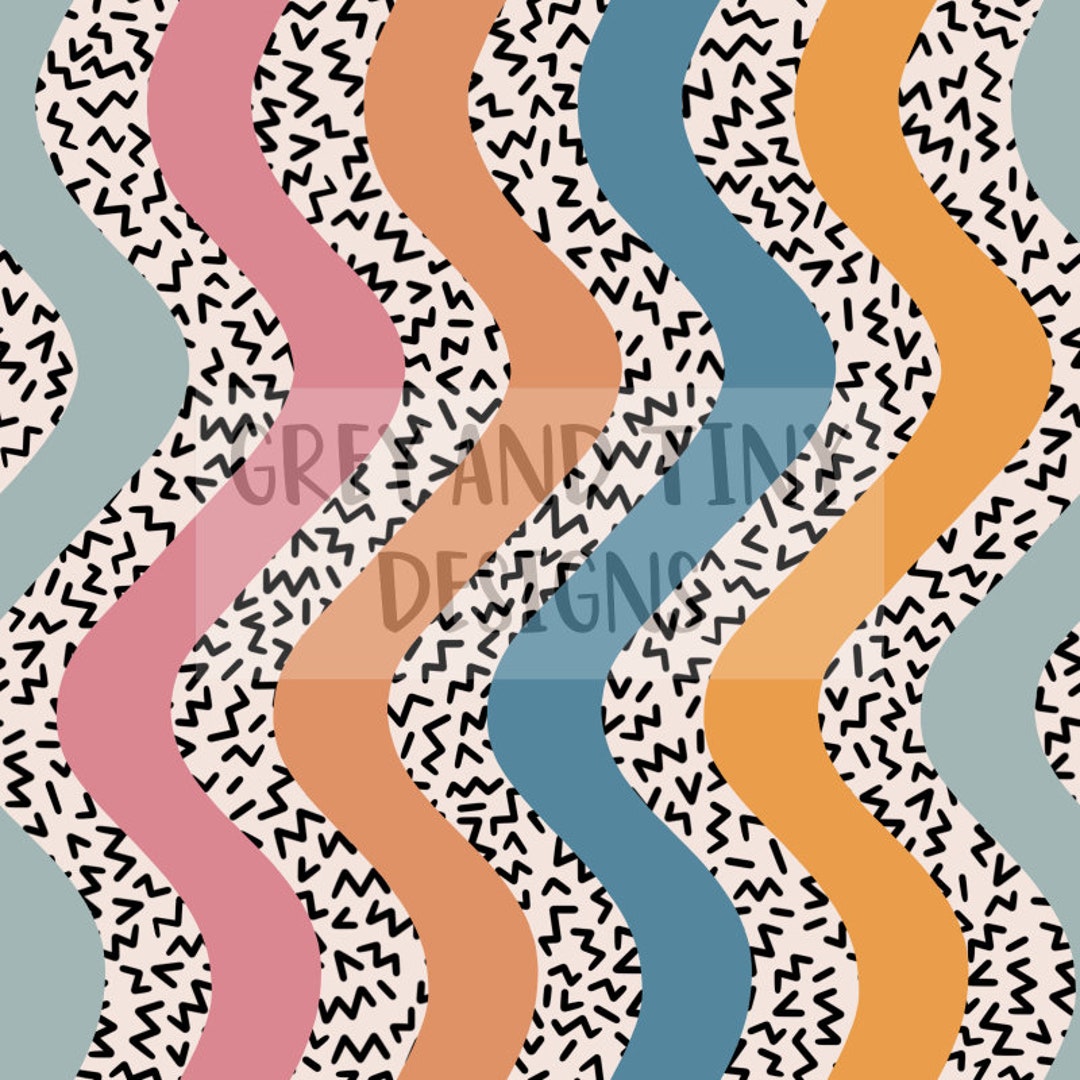 80s Waves Wavey Retro 90s Pattern Seamless Design Digital - Etsy