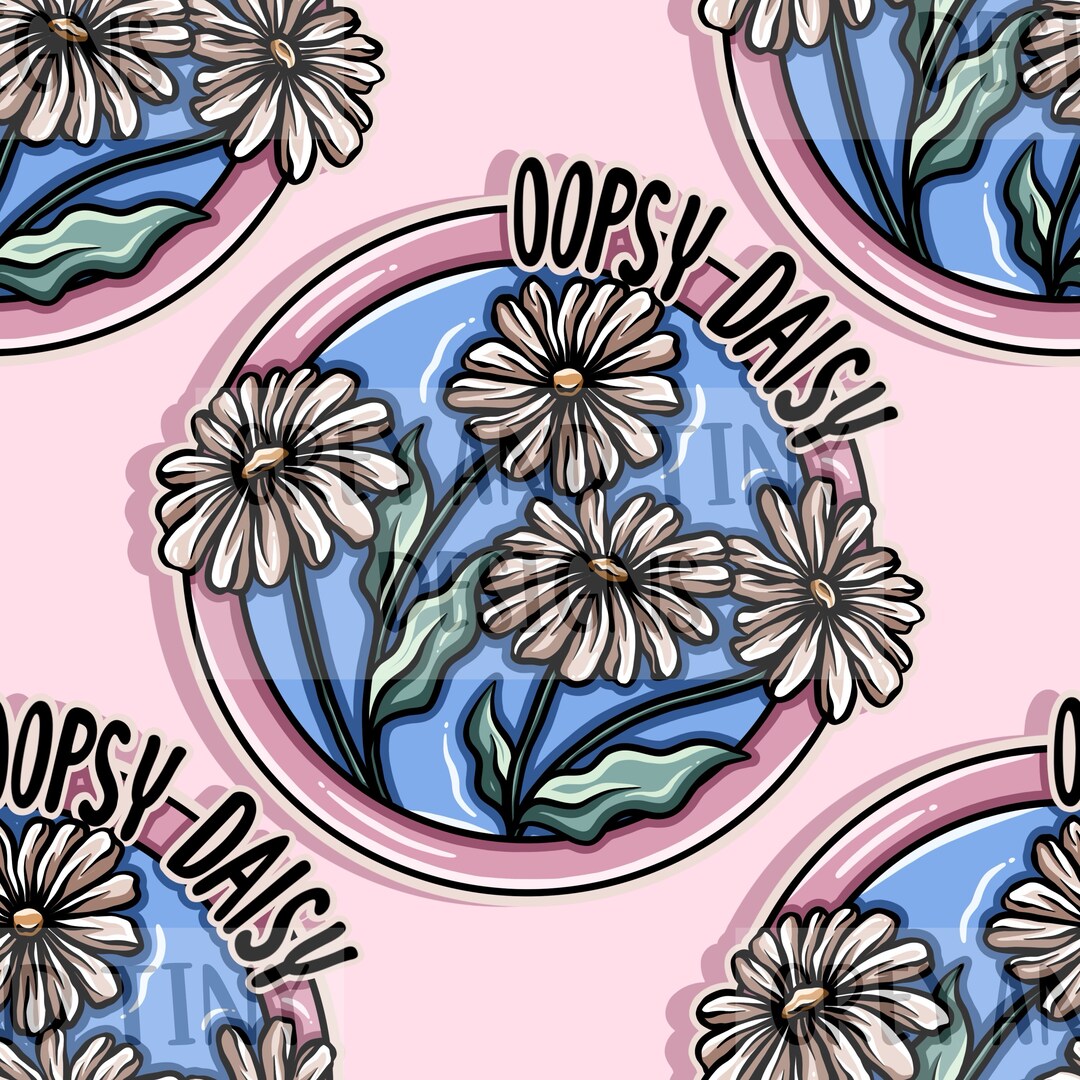 OOPSY DAISY FLOWER, Cute Tattoo Flash Style, Girly, Floral, Seamless ...