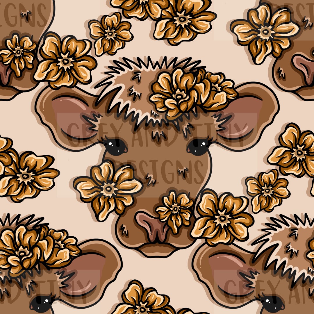 BUTTERCUP COW, Yellow Cow, Cute Brown Cow Design, Seamless Design ...