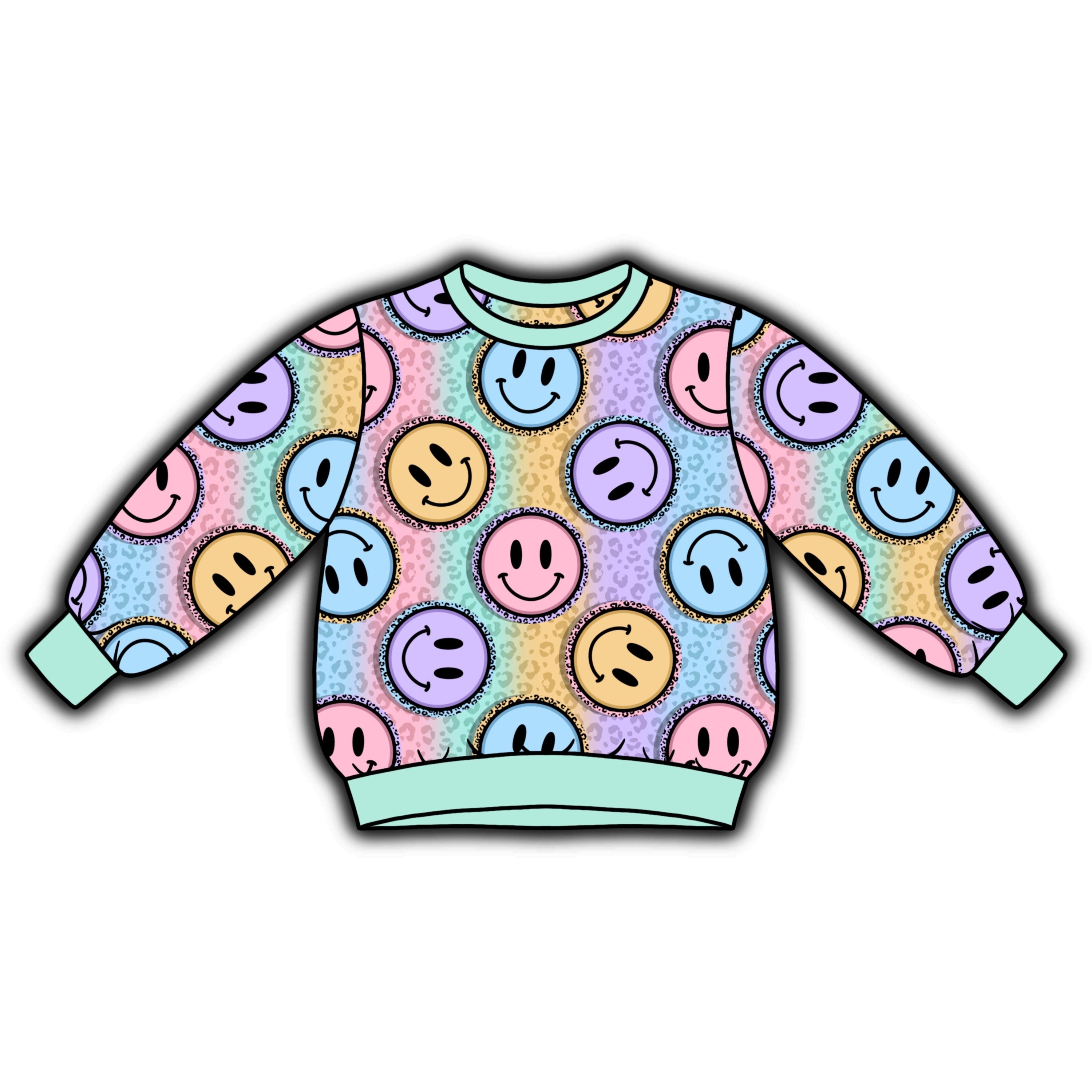 LEOPARD PRINT SMILEY Retro Ombre Face Seamless Design Tile, Digital ...