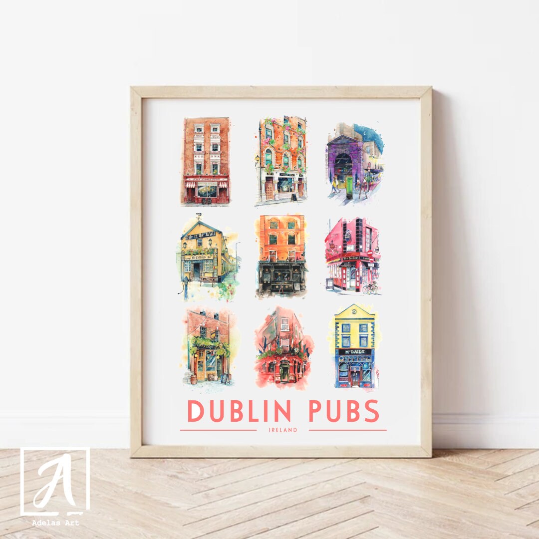 Dublin Pubs Print: Ink & Watercolor Sketches of Ireland - Etsy