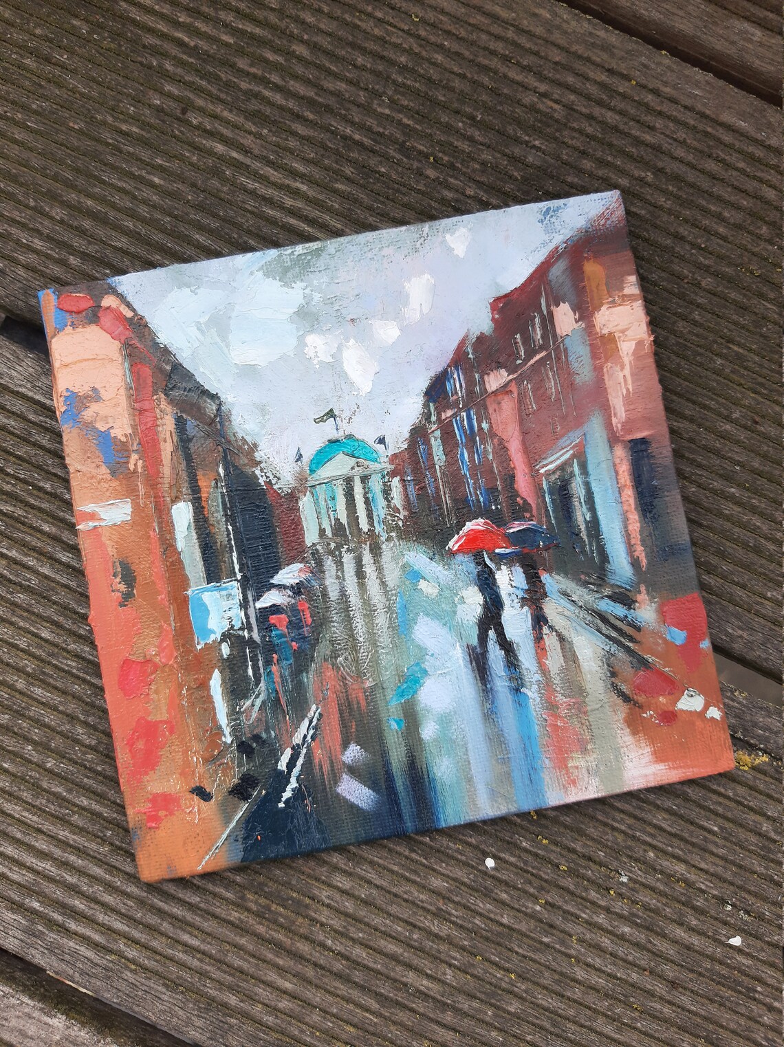 Dublin Street Scene Oil Painting: Original Irish Art (15x15cm) - Etsy