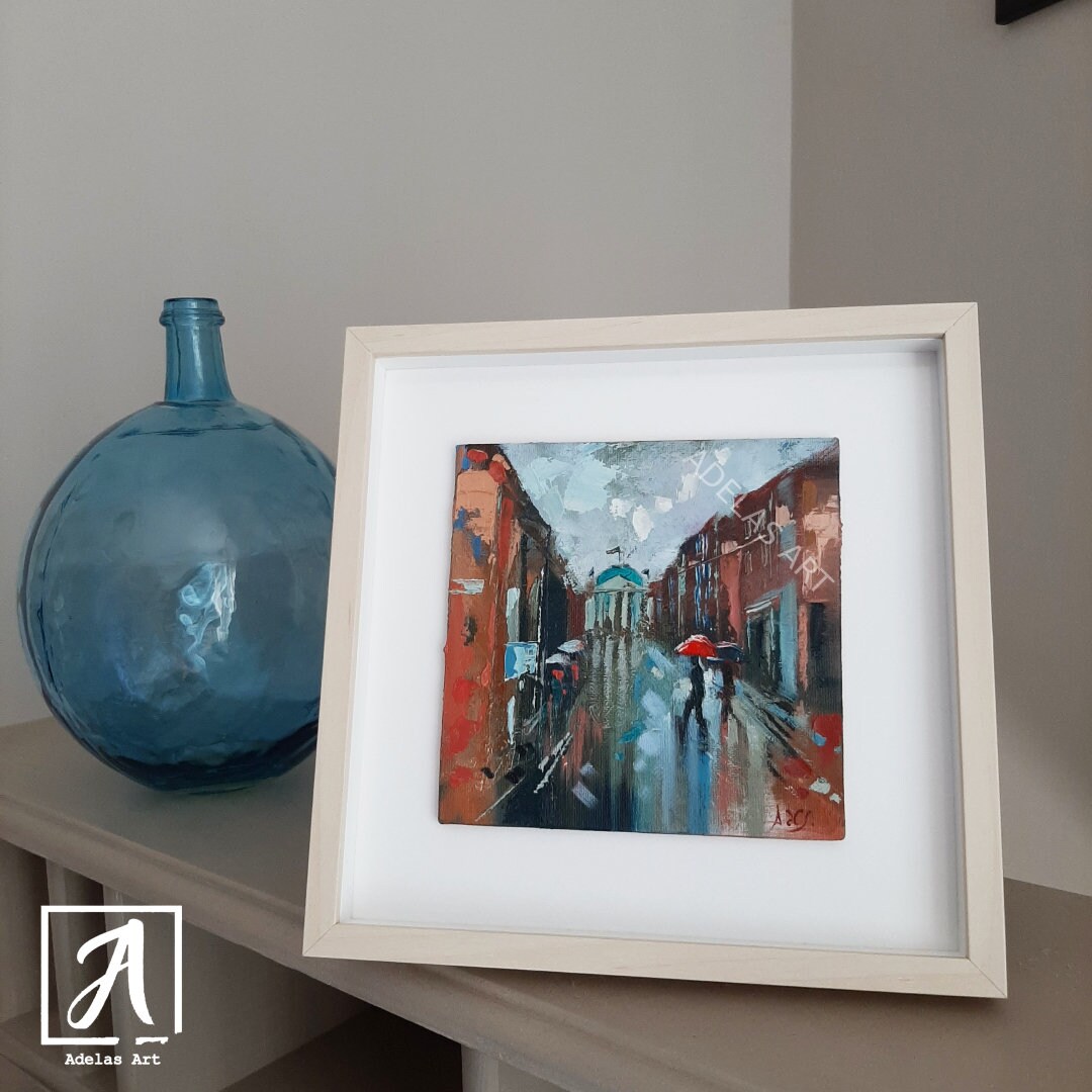 Dublin Street Scene Oil Painting: Original Irish Art (15x15cm) - Etsy