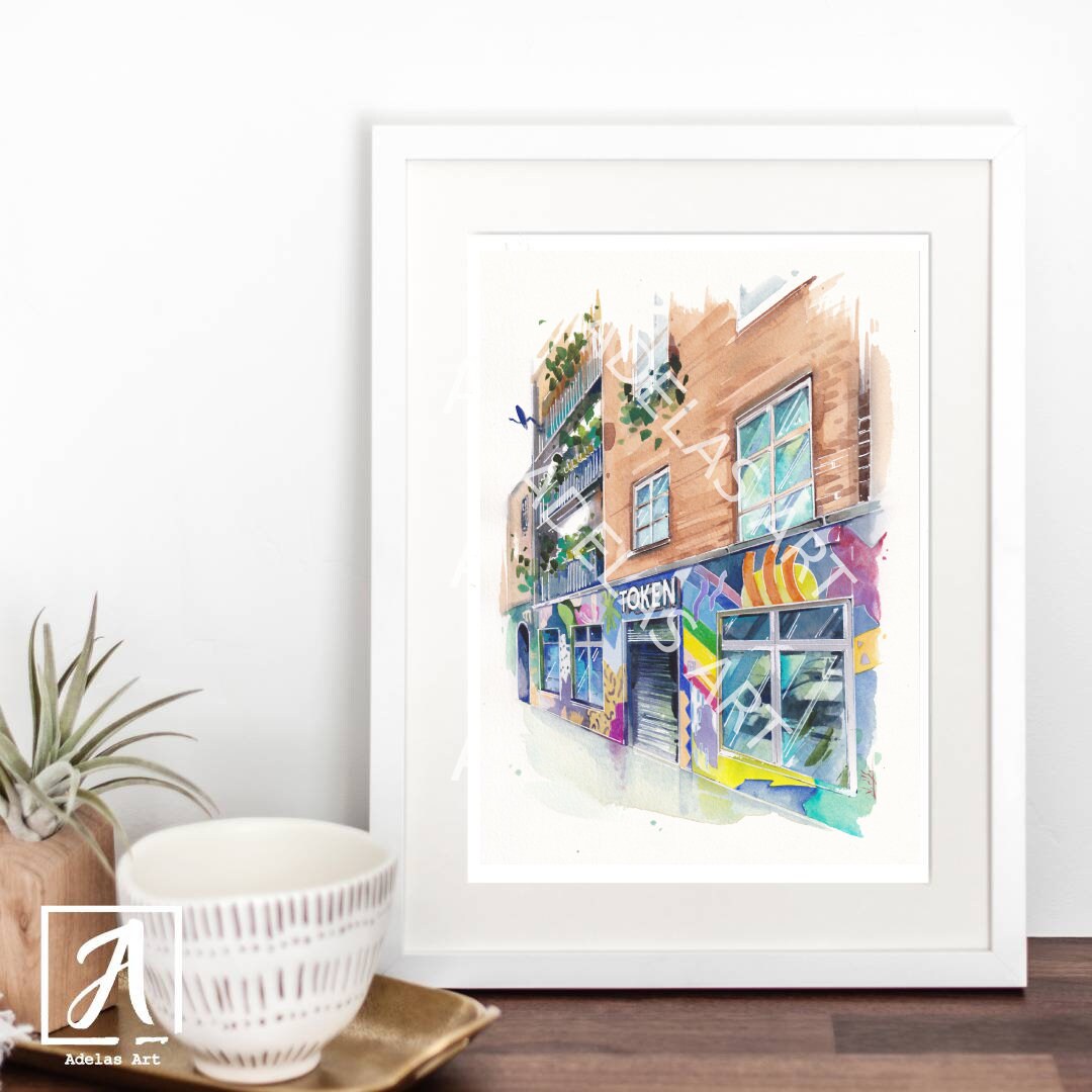 Dublin Pub Watercolor Art Print: Token Retro Arcade Bar - Etsy