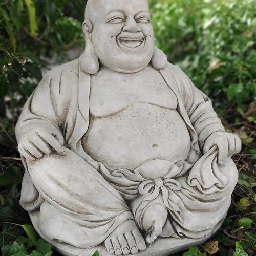 Stone Fan Buddha Garden Ornament Statue - Etsy