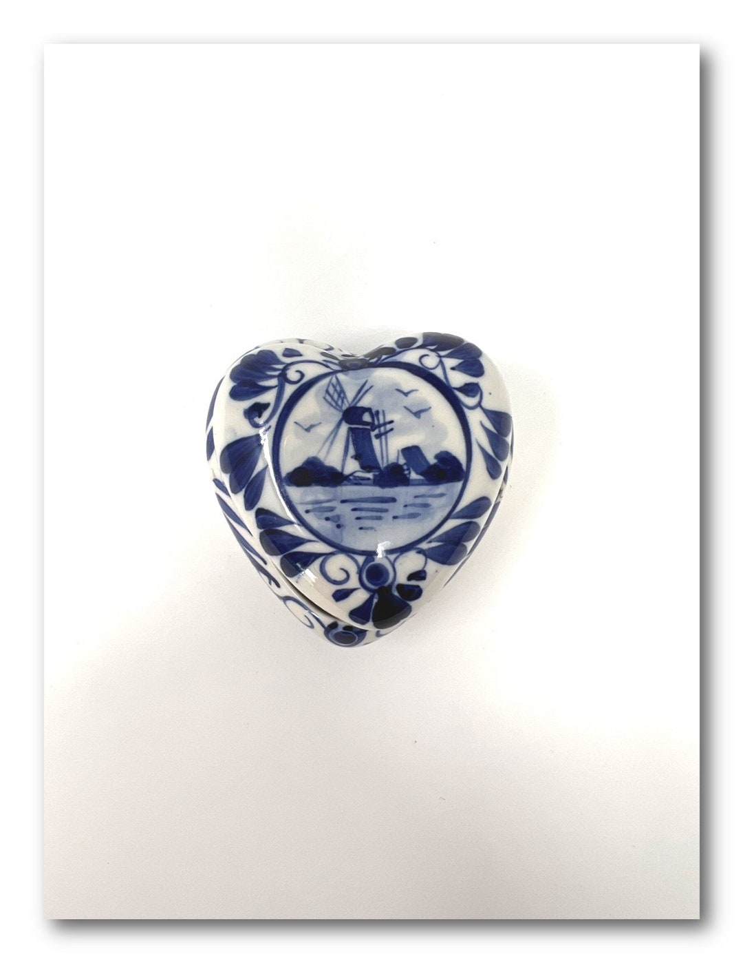 Vintage Hand Painted Delft Heart Shaped Box - Etsy