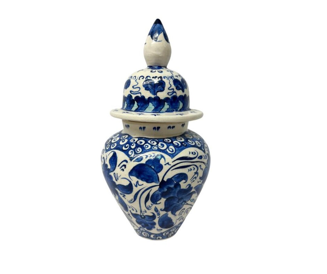 Vintage Blue and White Kutaisi Tukke Ginger Jar With Top and Marked - Etsy
