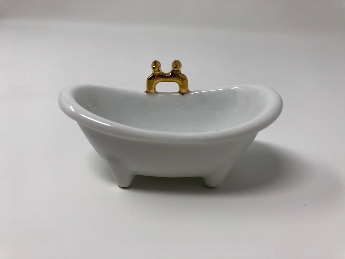 Glazed Ceramic Vintage Style Mini Bath Tub Soap Dish With Hand Etsy