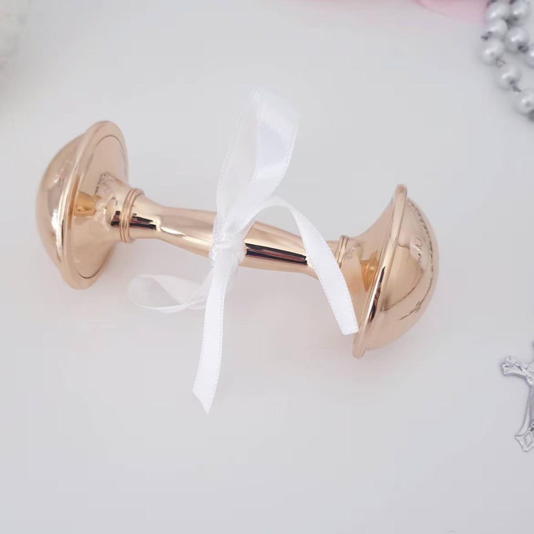 Gold Baby Rattle: Keepsake Gift With Ribbon - Etsy