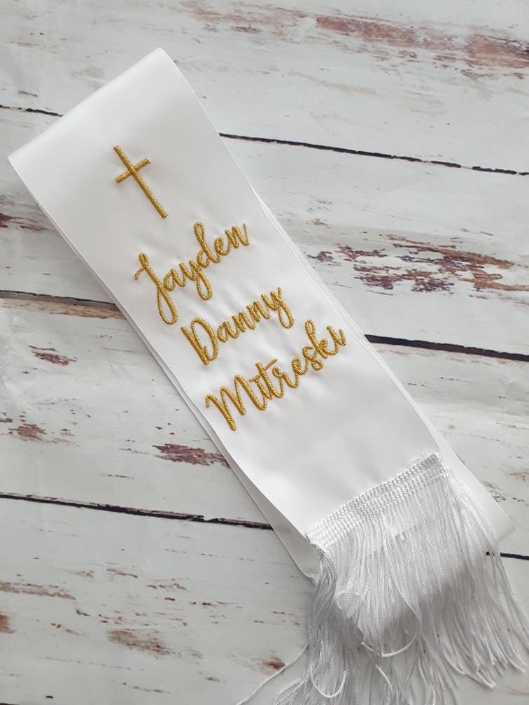 Baptism Stole Sash Embroidery | Etsy
