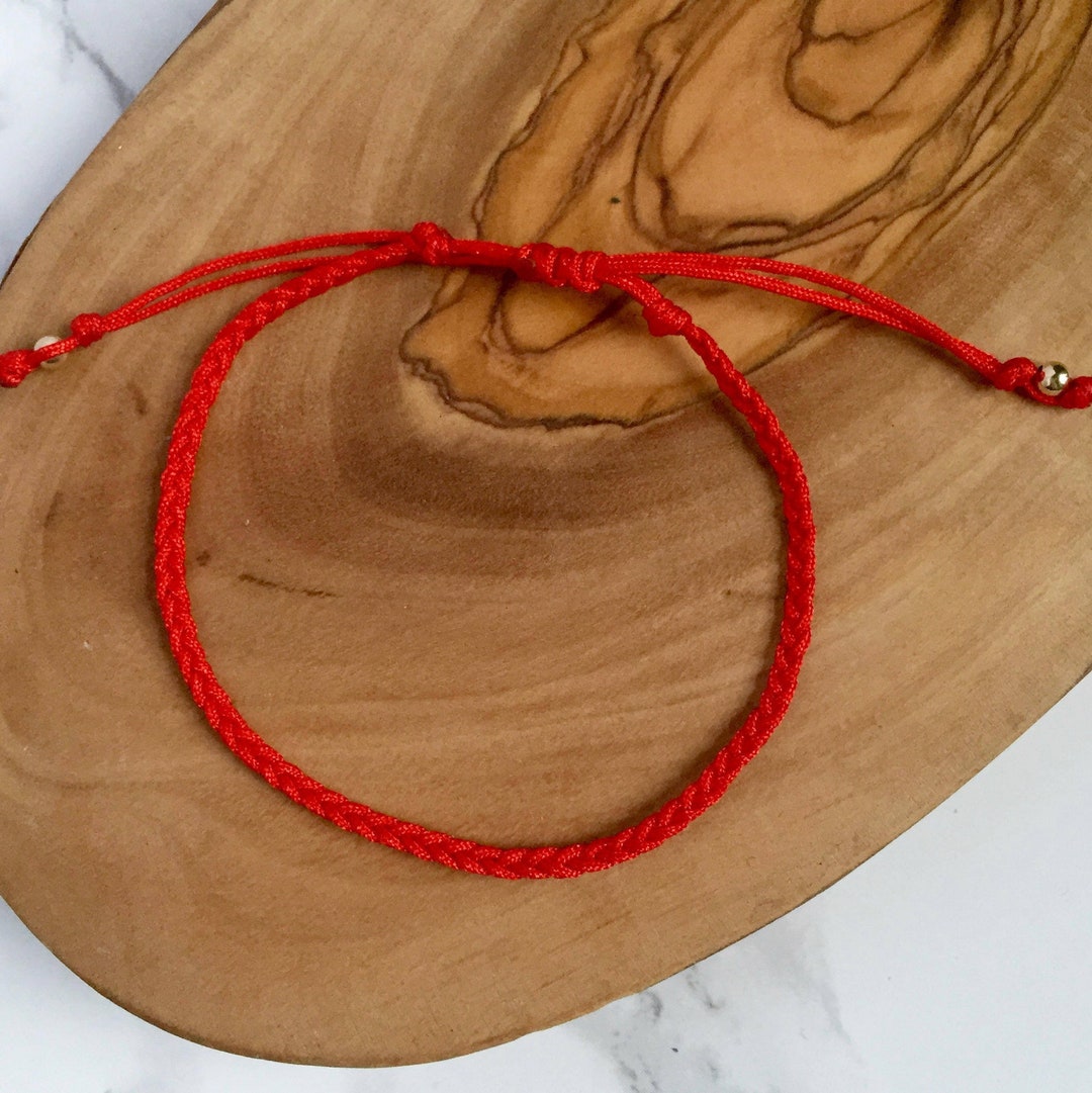 Thin Red Braided Bracelet, Red String Bracelet, Red Bracelet for ...