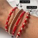 5mm Gold Beaded Red Macrame Bracelet, Gold Beaded String Bracelet, Red ...