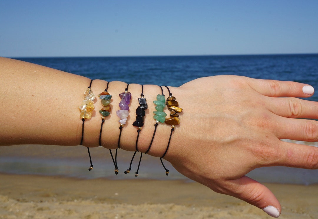 Adjustable Gemstone Bracelet, Natural Stone Bracelet, Healing Crystal ...