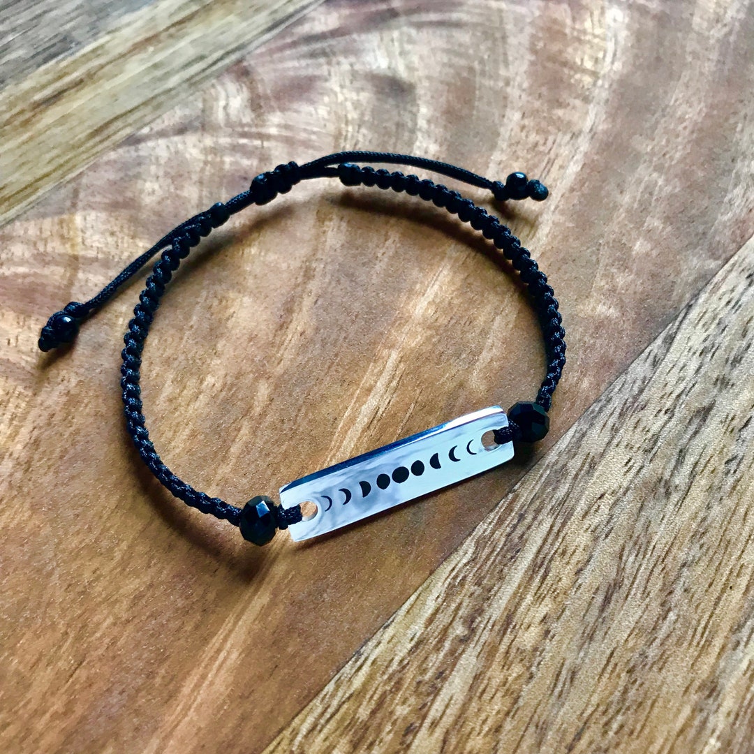 Moon Phases Bracelet, Black Moon Bracelet, Celestial Bracelet, Moon ...