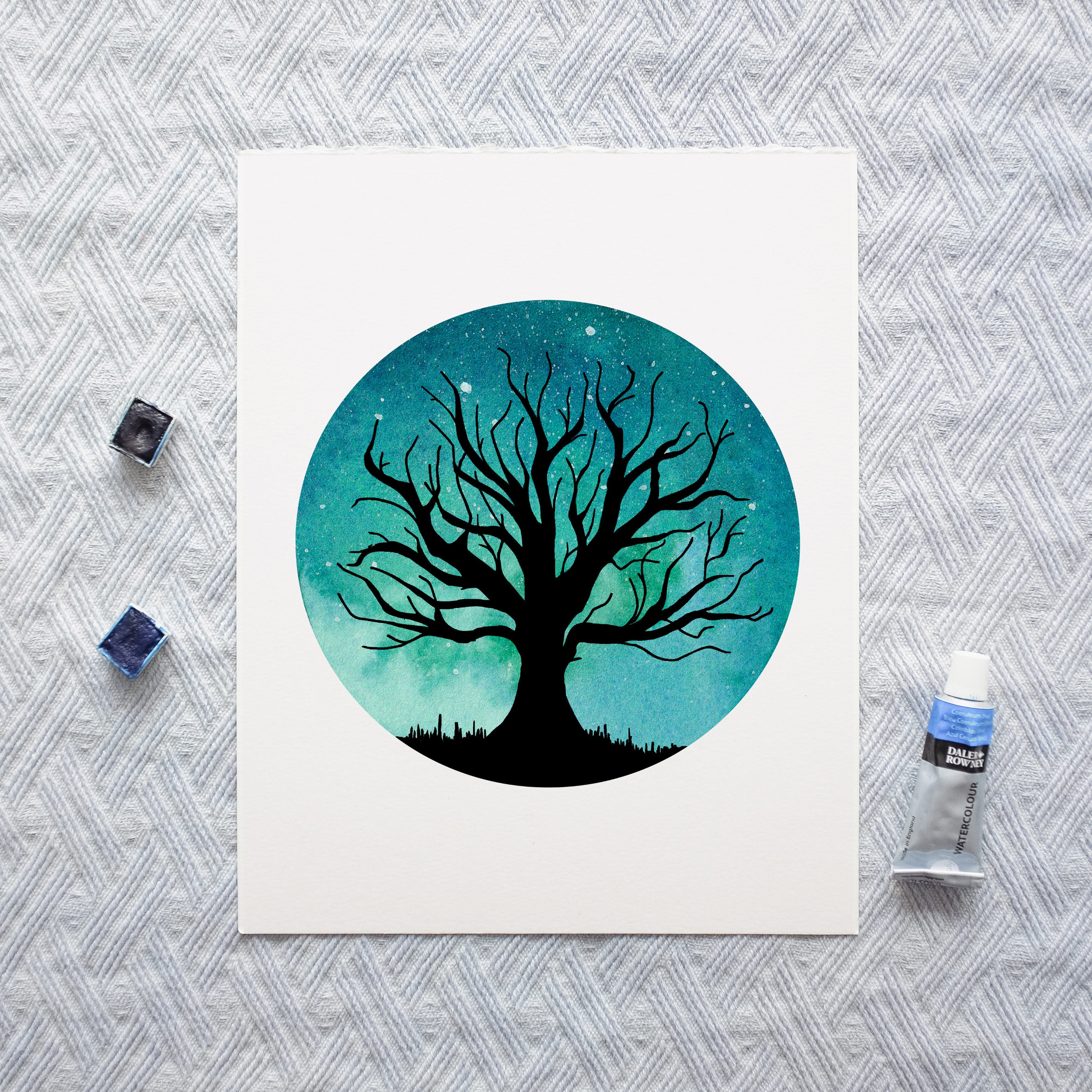 Tree Starry Night Sky Art Print of My Original Painting - Etsy