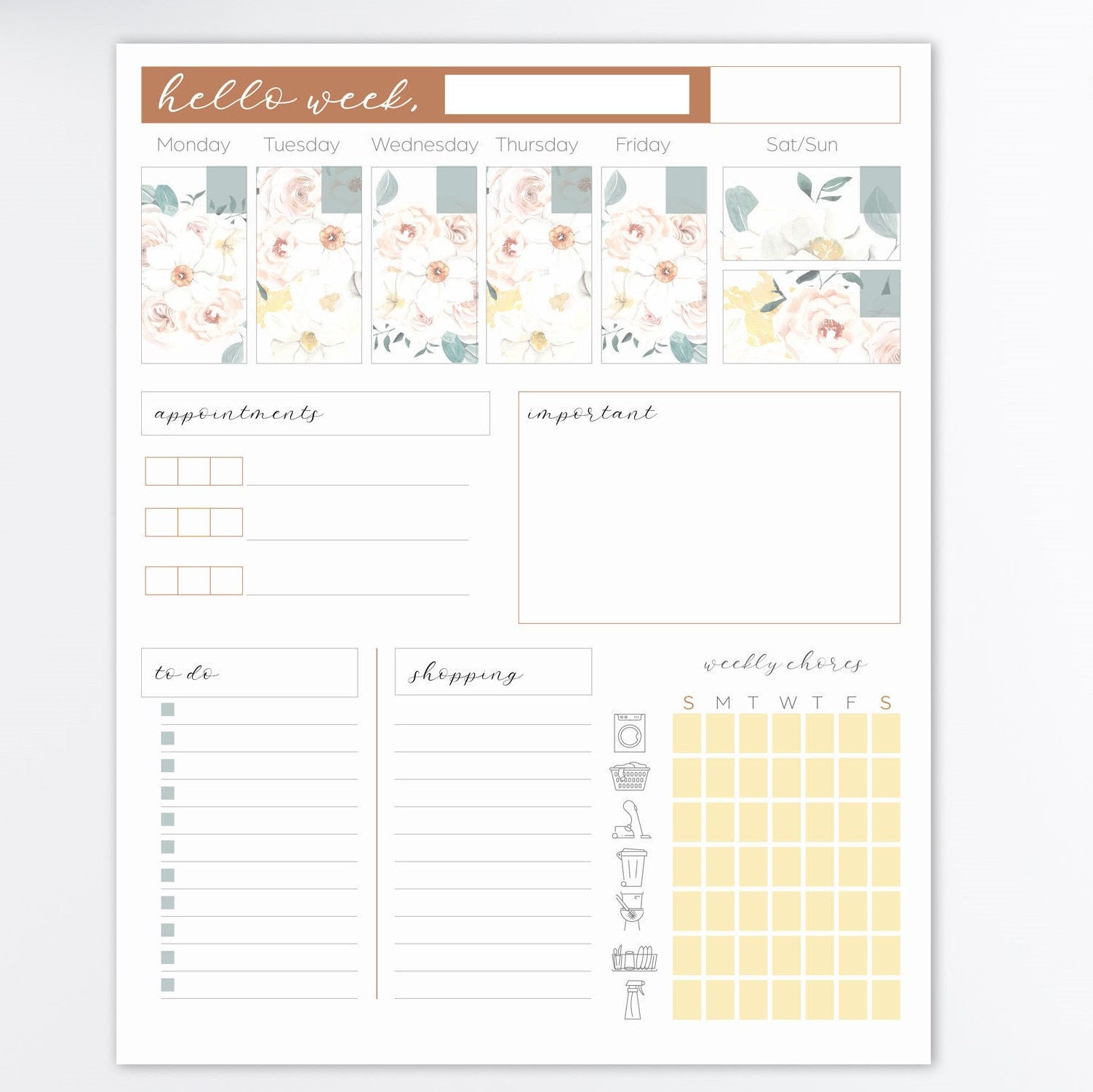 Weekly Printable Planner | Spring Planner | Letter Size Planner - Etsy