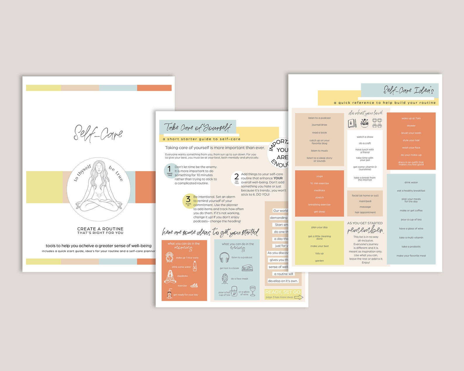 Self Care Guide and Planner Bundle Editable Self Care - Etsy
