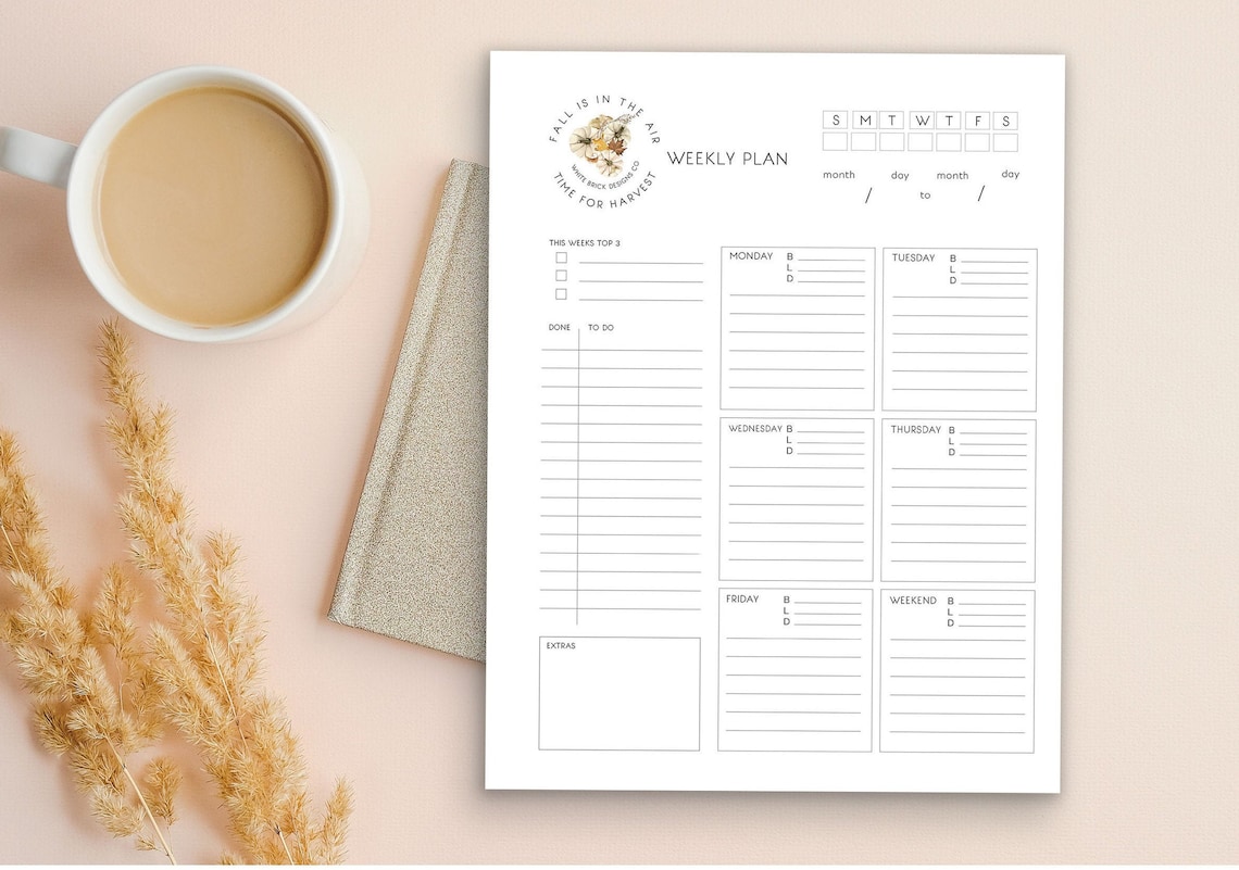 Editable Modern Weekly Planner Printable Minimal Weekly Planning Page ...