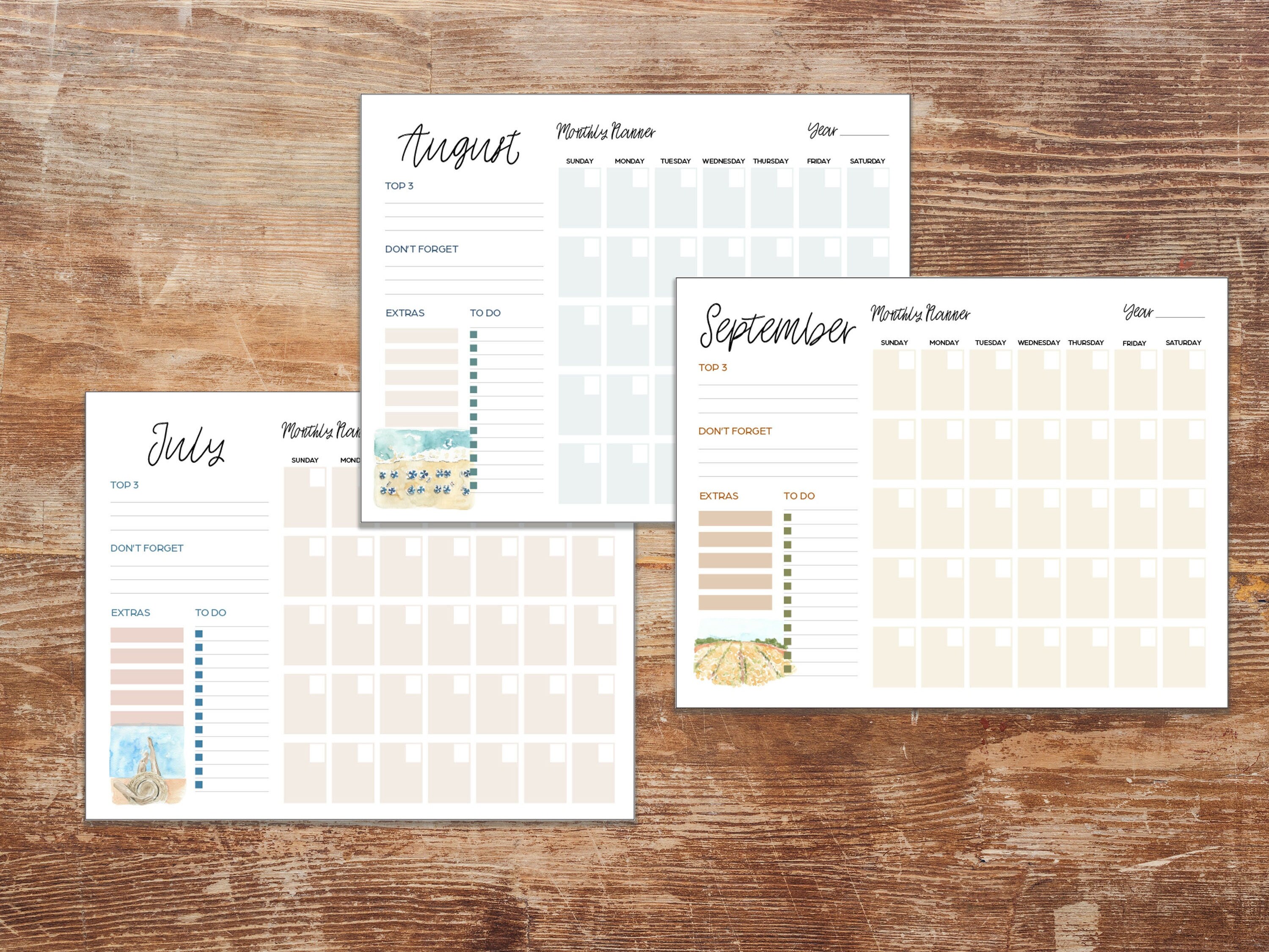 12 Editable Monthly Calendars | Printable Undated Monthly Planner ...