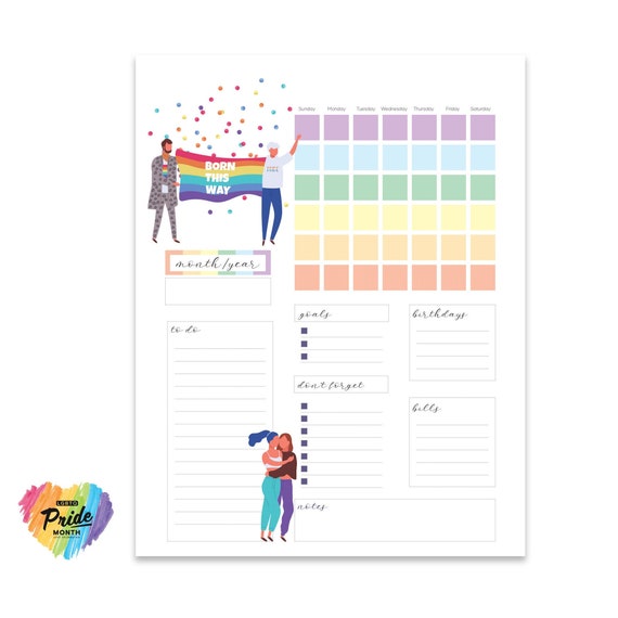 Pride Planner Editable Monthly and Printable Planner | Etsy