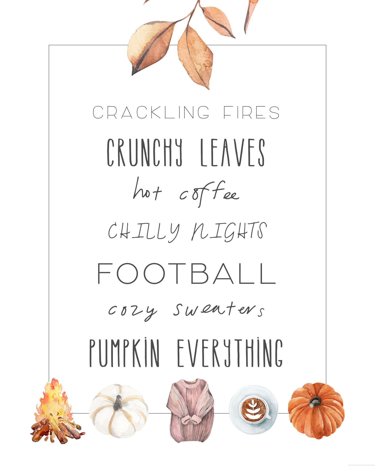 Cozy Fall List Art /modern Farmhouse Sign / Autumn Digital Download ...