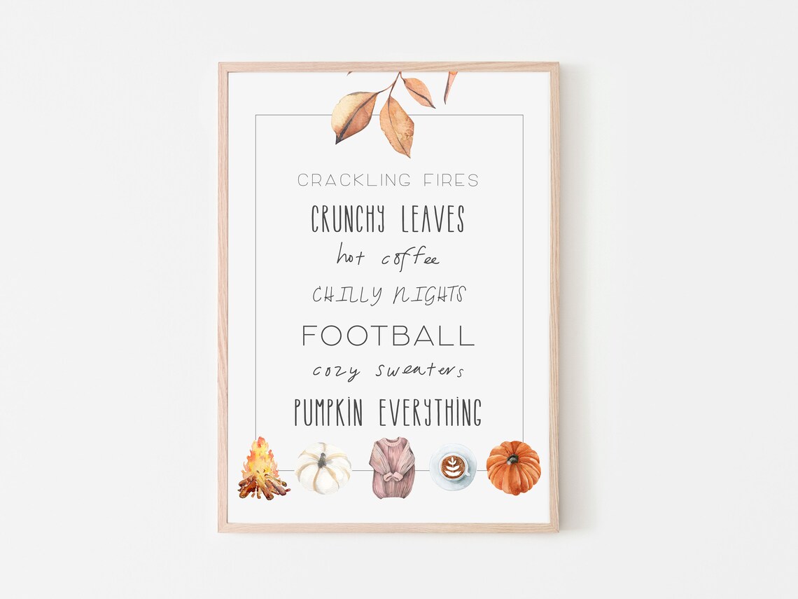 Cozy Fall List Art /modern Farmhouse Sign / Autumn Digital Download ...