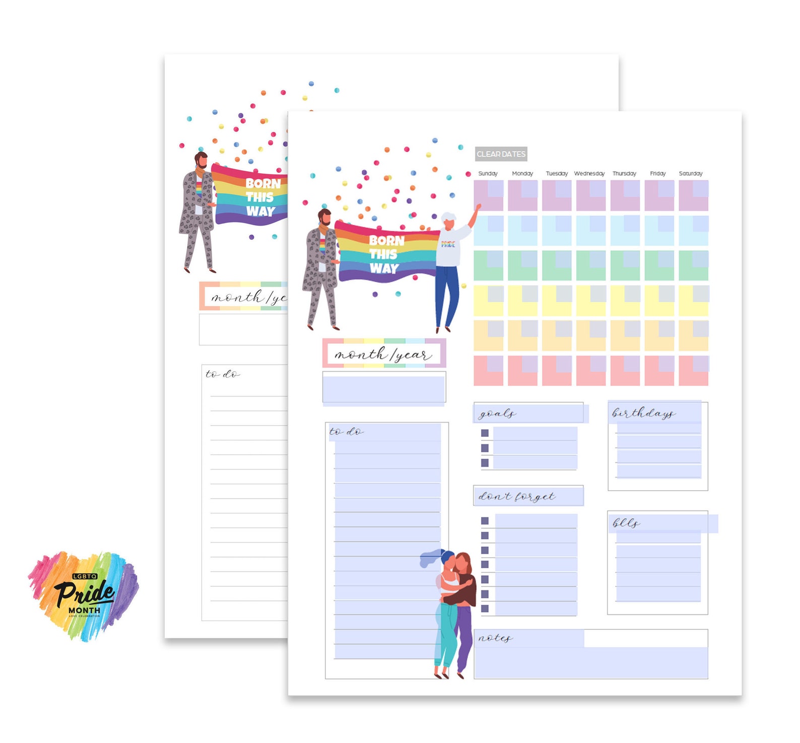 Pride Planner | Editable Monthly and Printable Planner | Letter Size ...