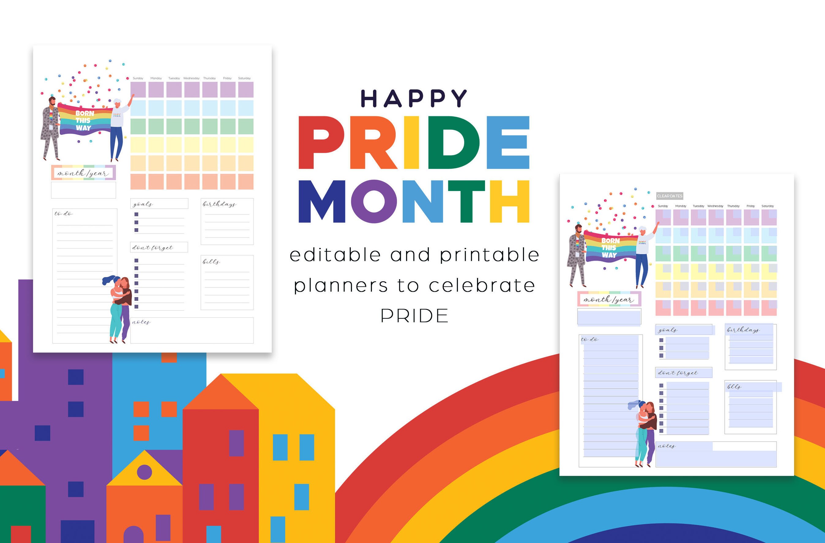 Pride Planner | Editable Monthly and Printable Planner | Letter Size ...