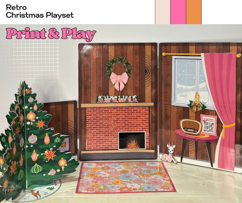 Printable Retro Christmas Playset, DIY Barbie Doll Toy - Etsy
