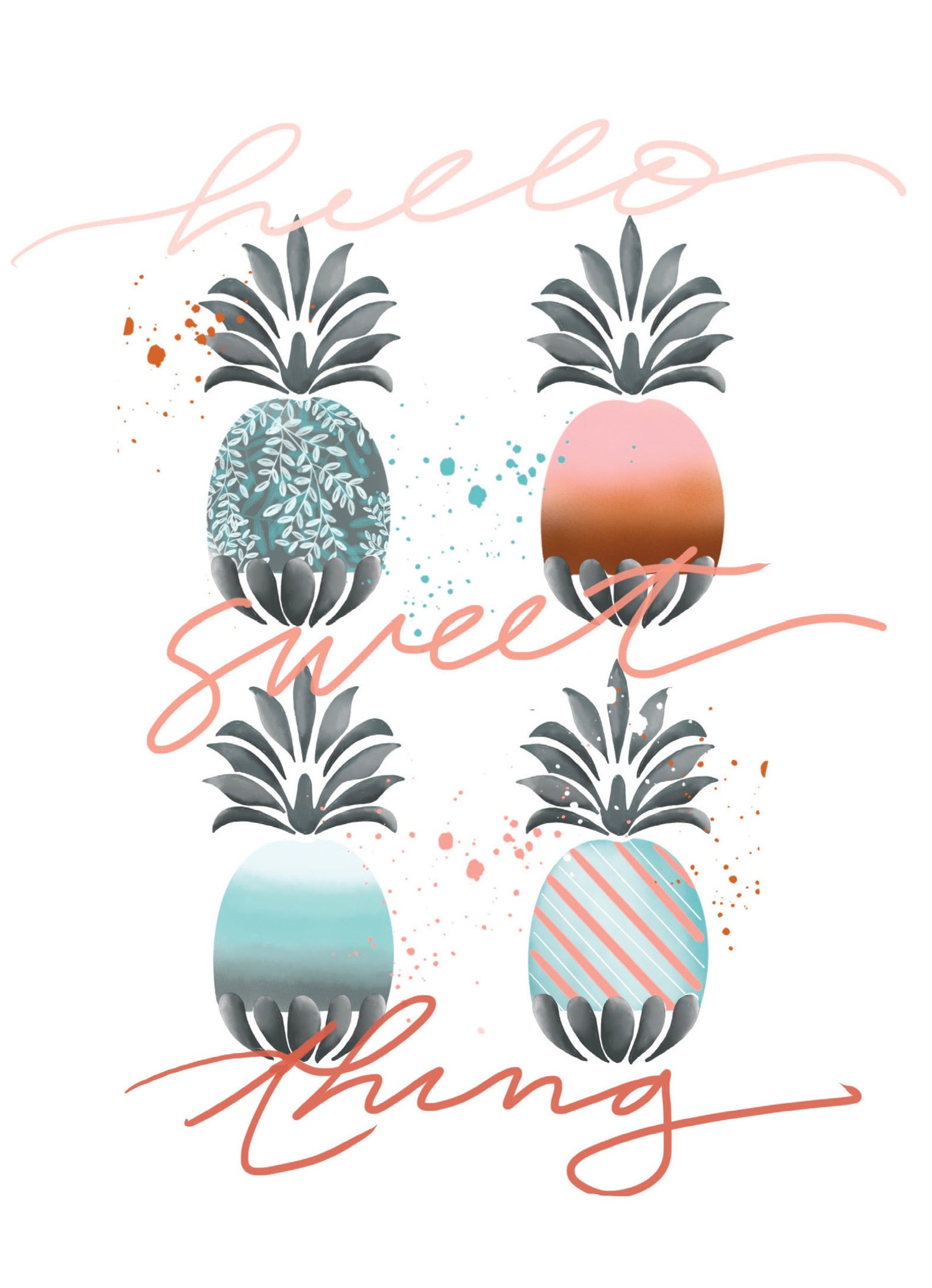 Hello Sweet Thing Pineapple Art - Etsy