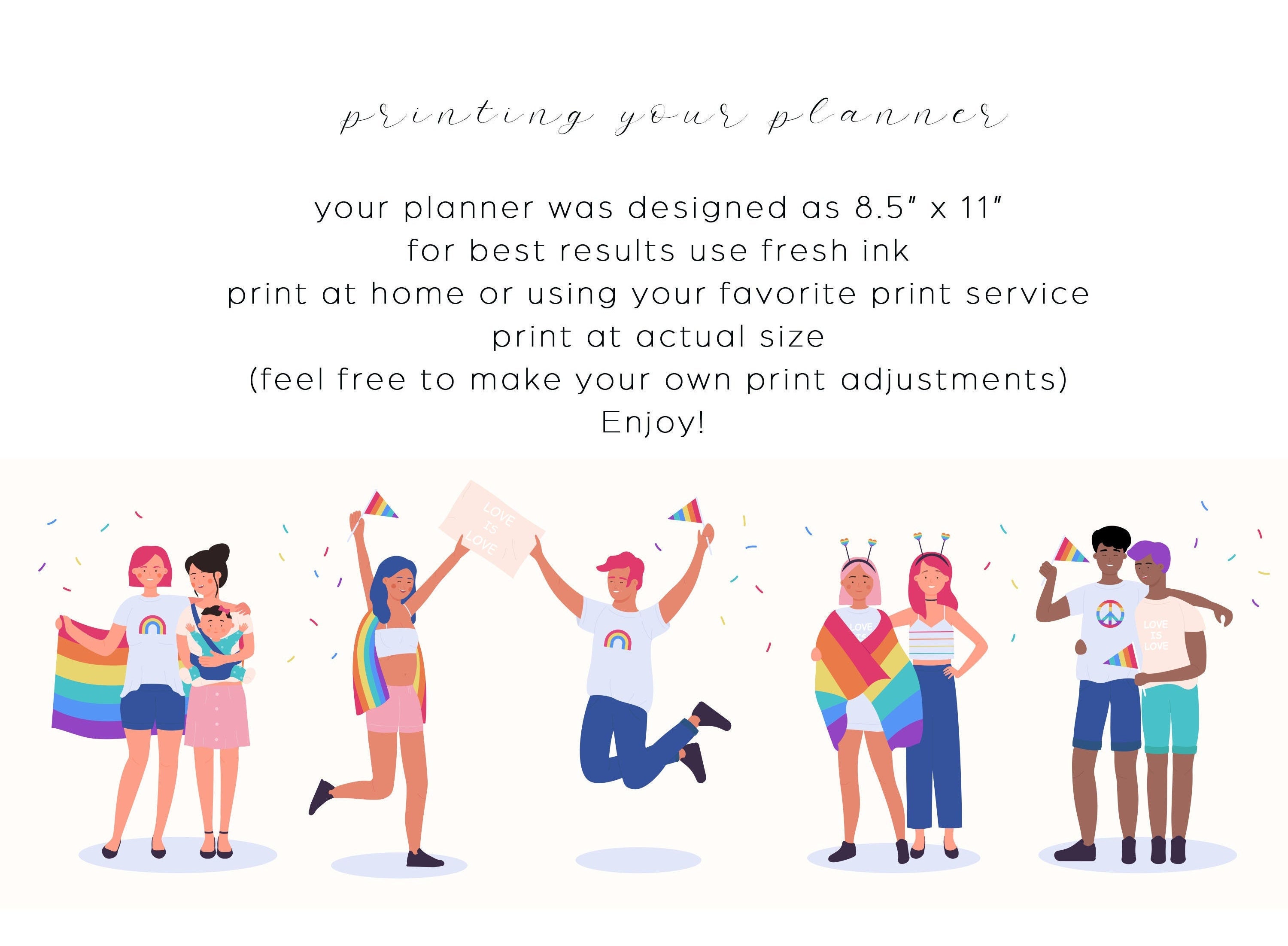 Pride Planner | Editable Monthly and Printable Planner | Letter Size ...
