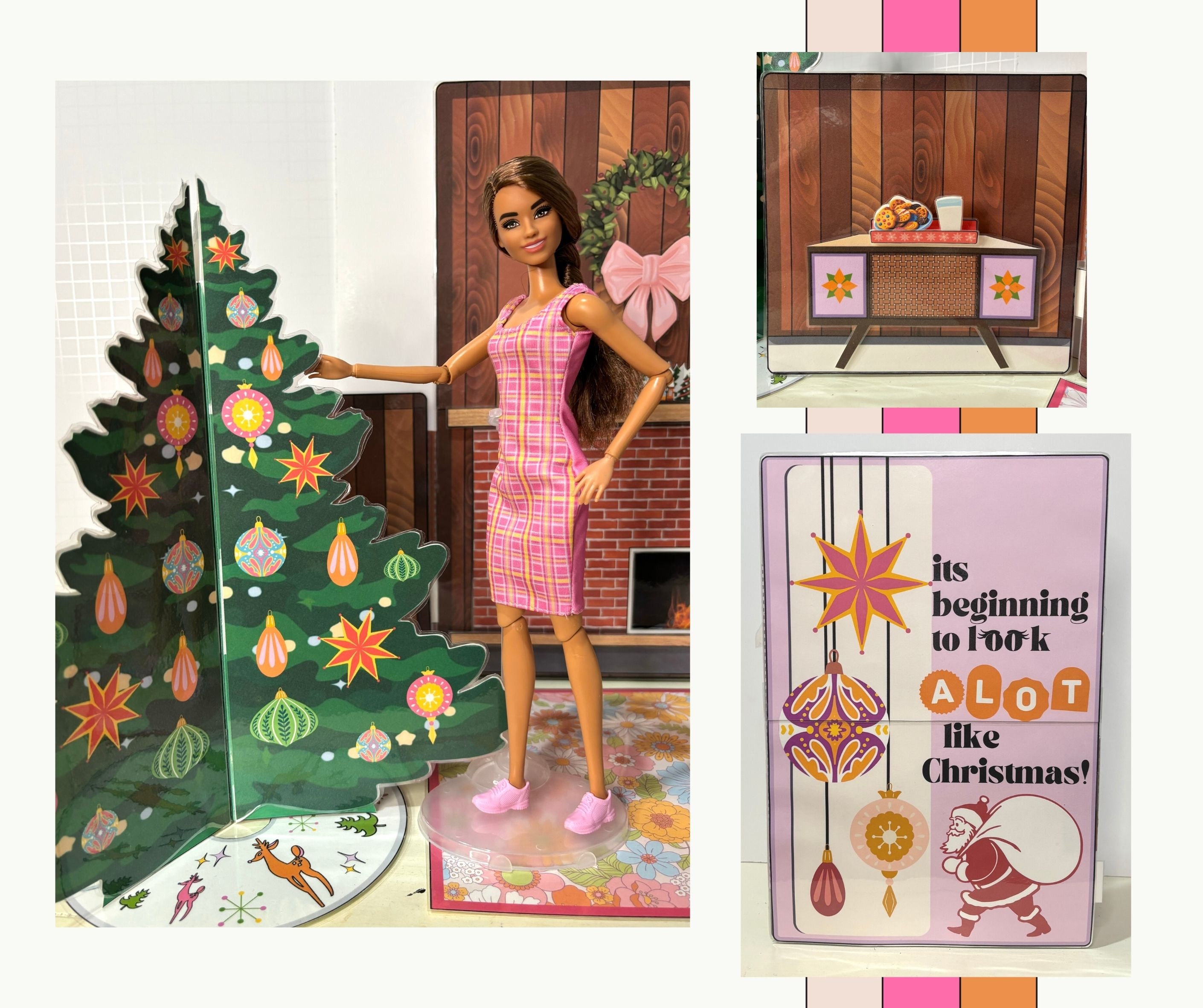 Printable Retro Christmas Playset, DIY Barbie Doll Toy - Etsy