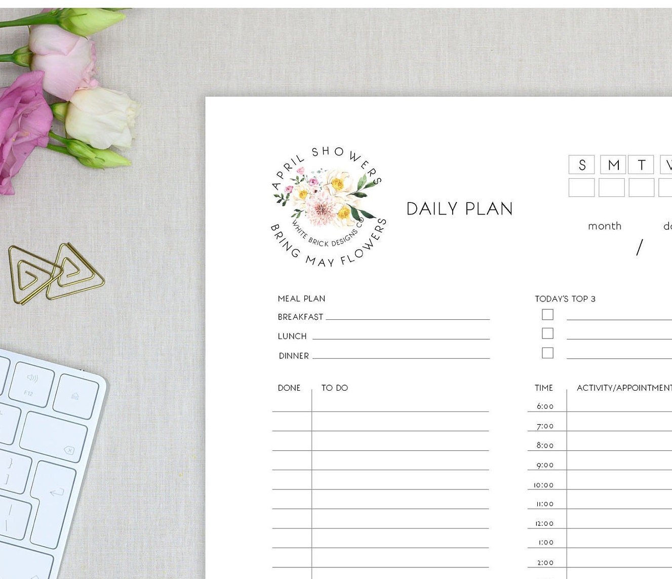 Editable Modern Daily Planner | Printable Minimal Daily Planning Page ...