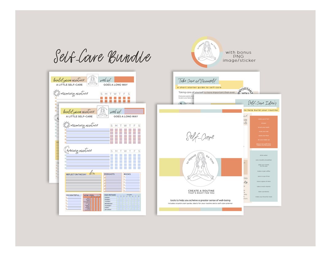Self Care Guide and Planner Bundle | Editable Self Care Planner ...