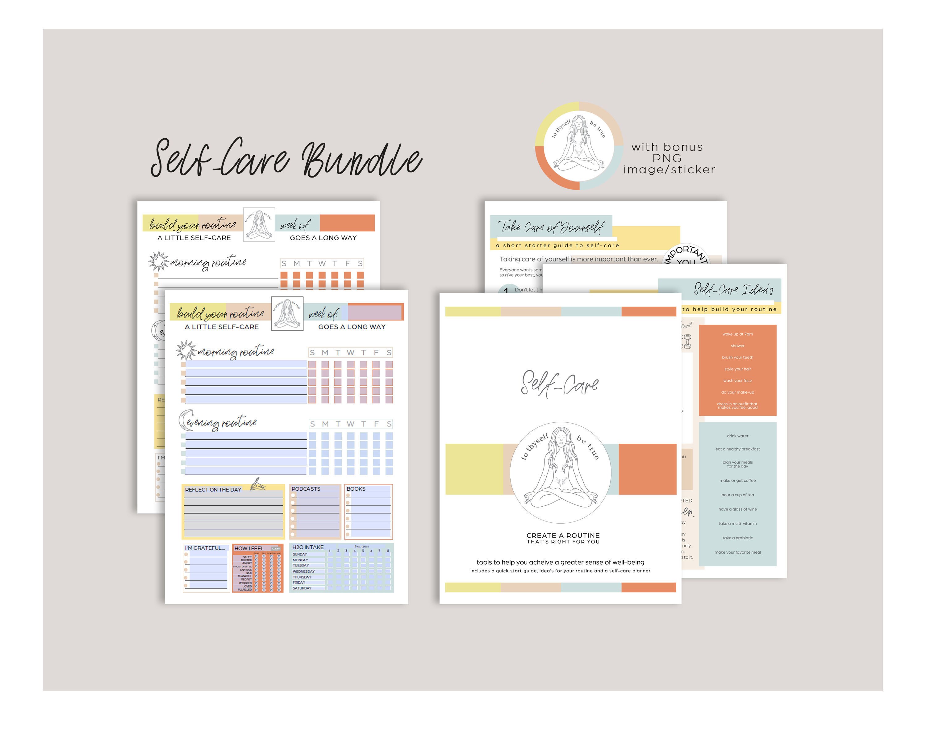 Self Care Guide and Planner Bundle Editable Self Care | Etsy