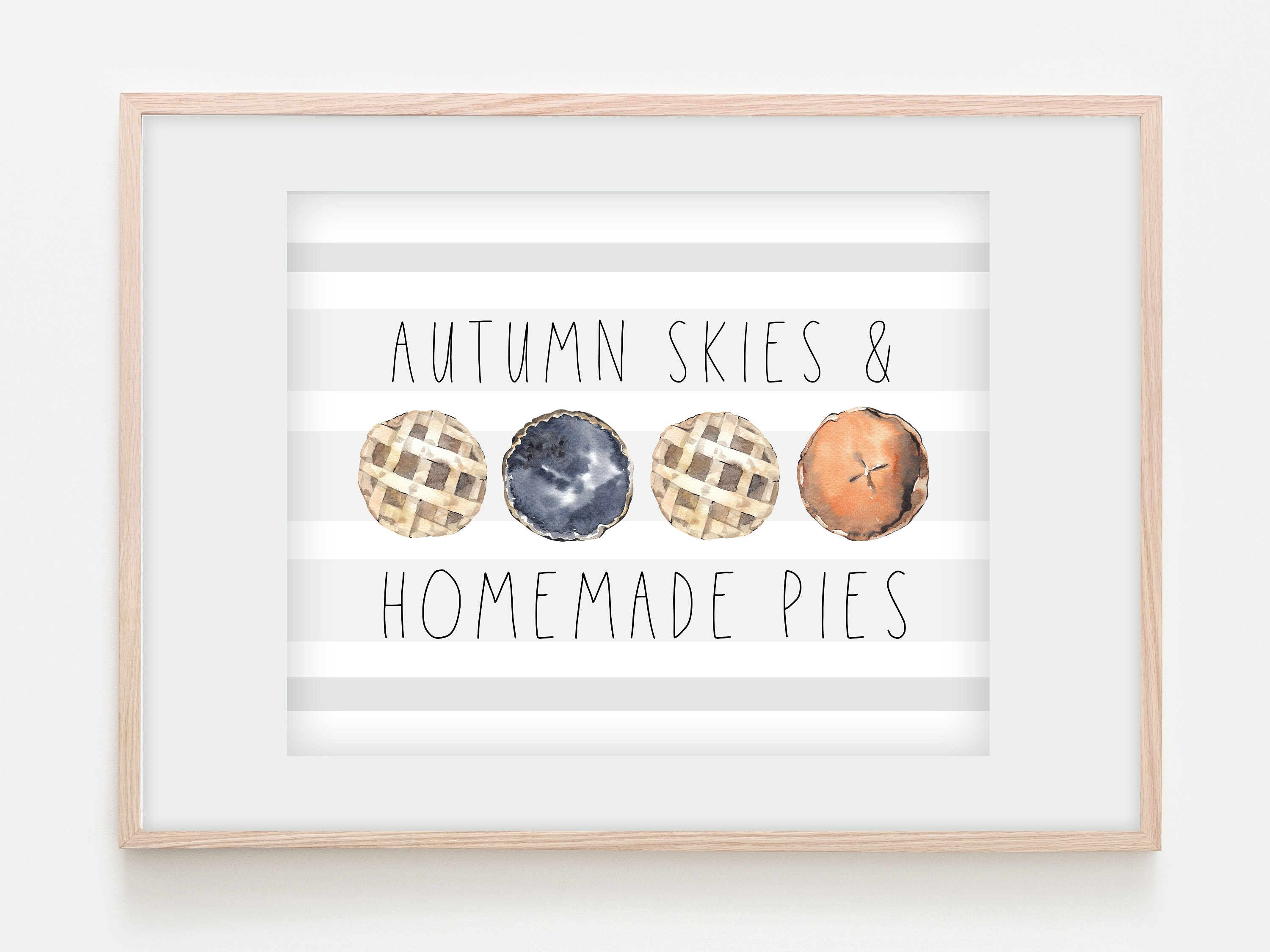 Fall Pies Print / Farmhouse Kitchen Print / Autumn Printable Decor ...