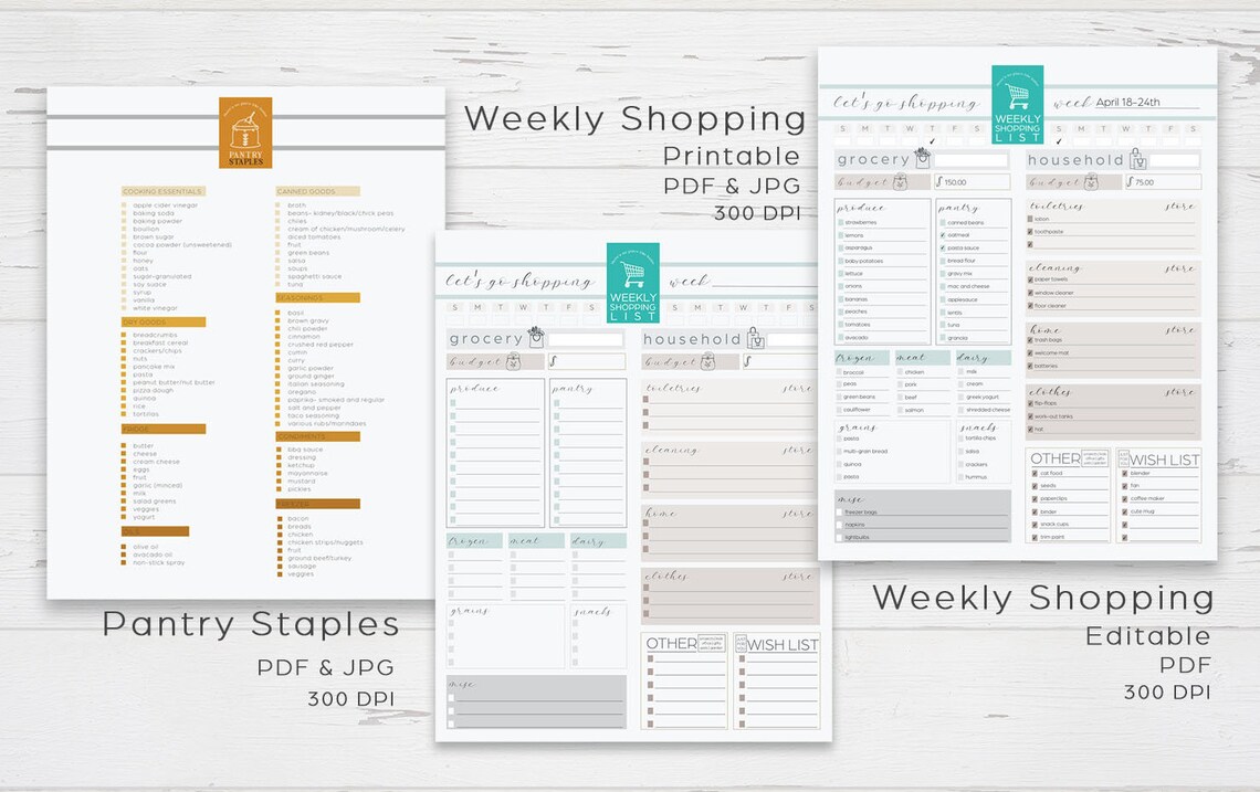 Editable Weekly Shopping List Printable Shopping List - Etsy