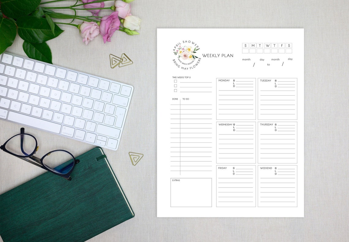Editable Modern Weekly Planner | Printable Minimal Weekly Planning Page ...