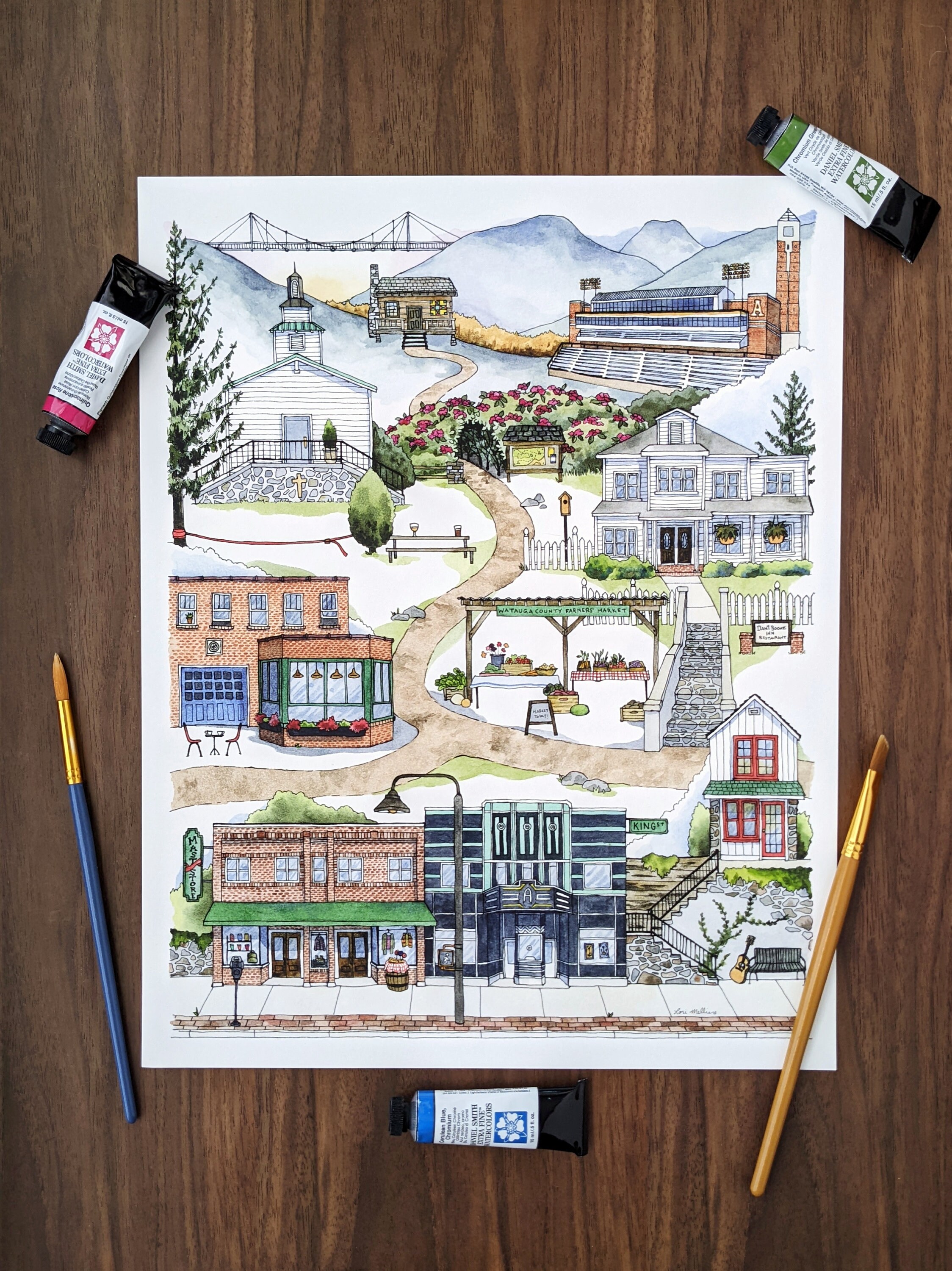 Boone NC Watercolor Art Print // Housewarming Graduation - Etsy