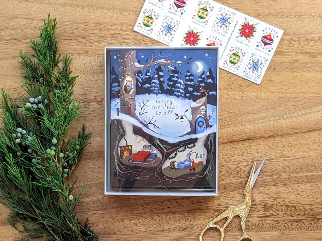 Woodland Animals Christmas Cards - Boxed Set of 10 Cards // Holiday ...