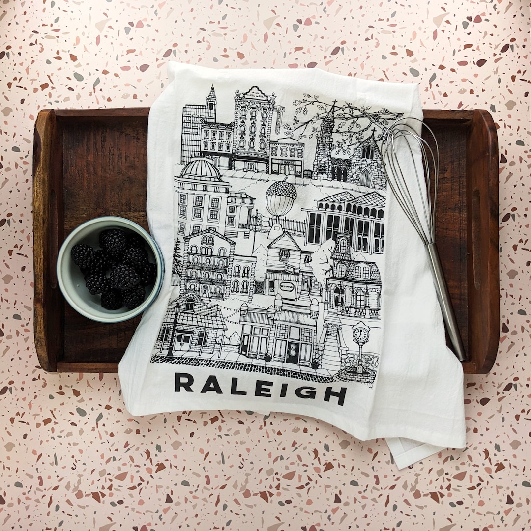 Raleigh, North Carolina Tea Towel // Housewarming • Graduation • Ncsu ...